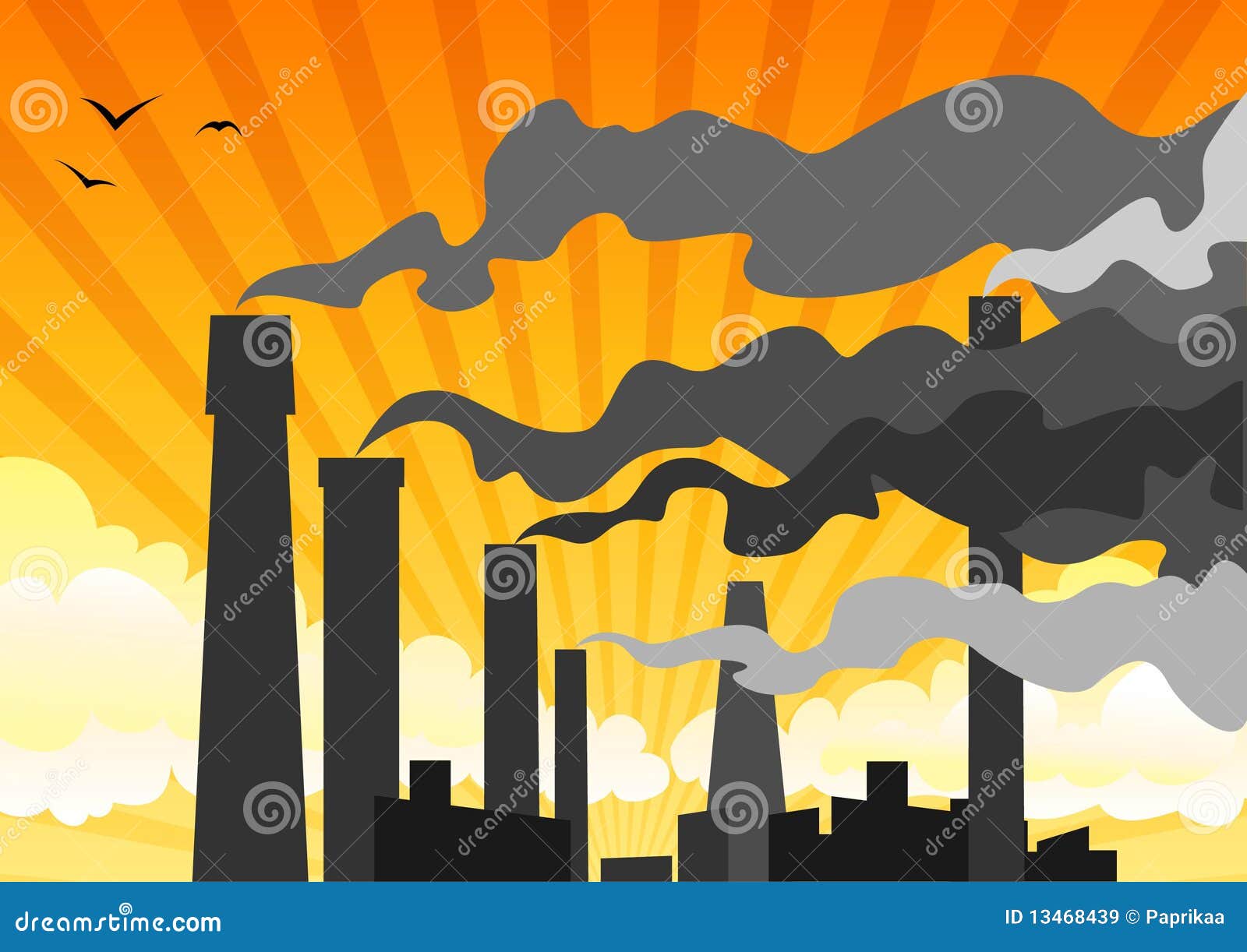 Heavy industrial smog stock vector. Illustration of chimney - 13468439