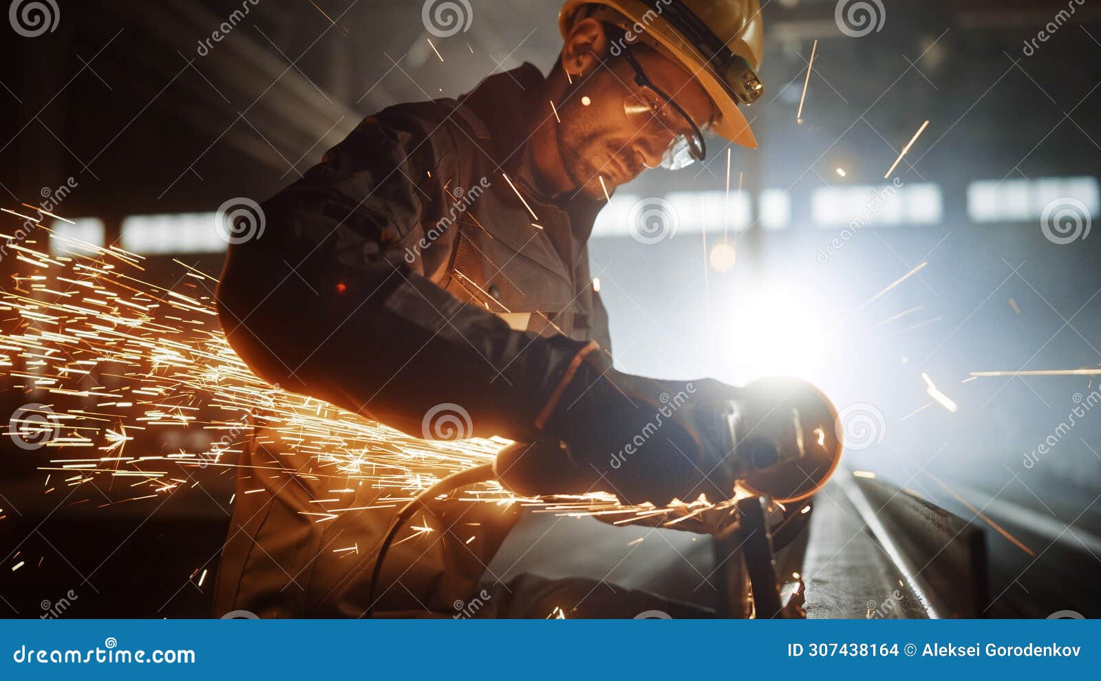 Heavy Industry Engineering Factory Interior with Industrial Worker ...