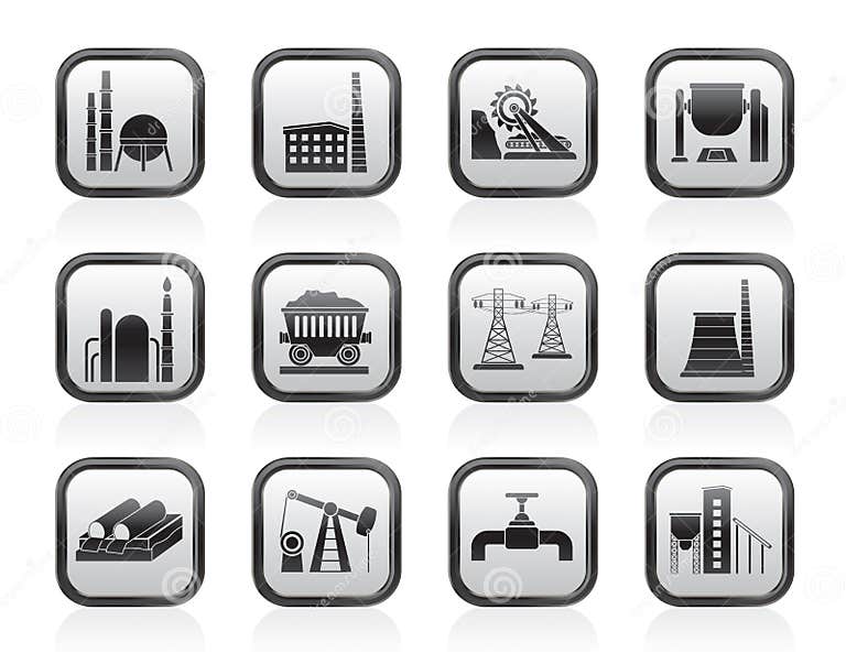 Heavy industry icons stock vector. Illustration of factory - 56691719