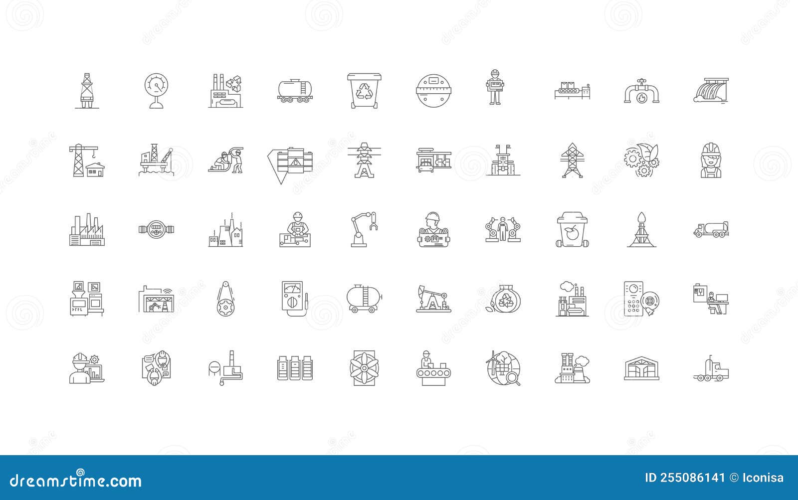 Heavy Industry Ideas, Linear Icons, Line Signs Set, Vector Collection ...