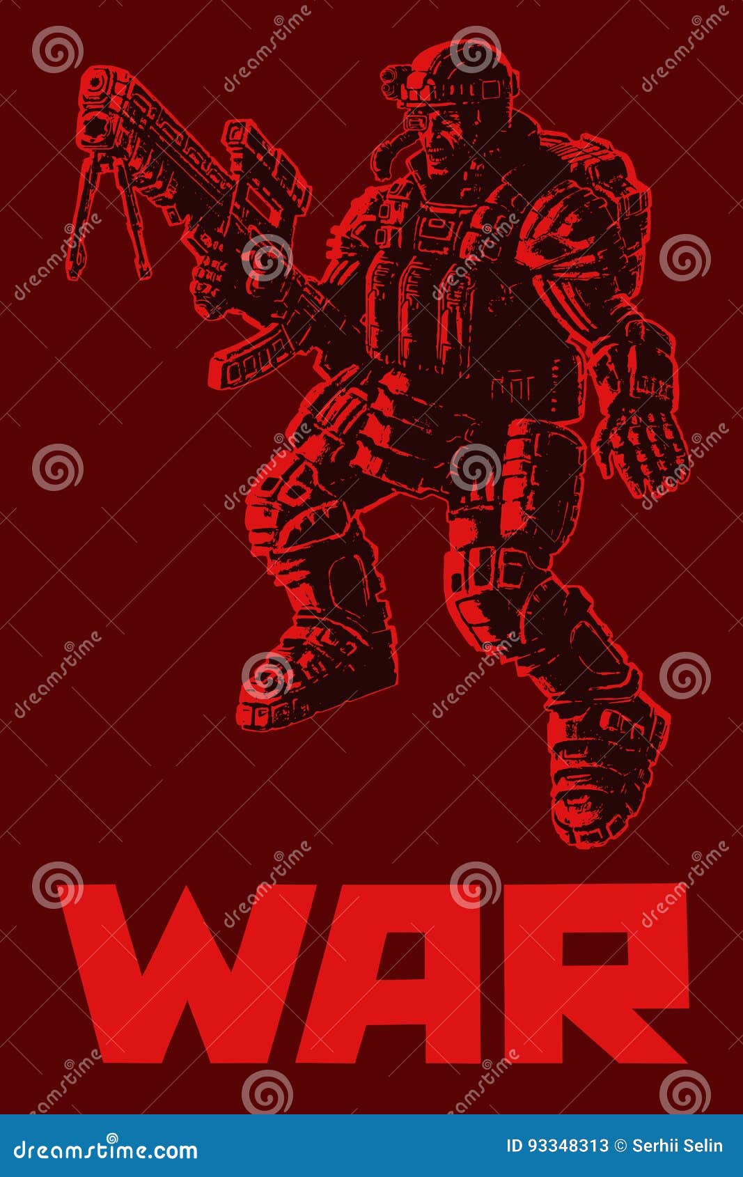 Heavy Infantry Firing. Science Fiction Original Character Royalty-Free ...