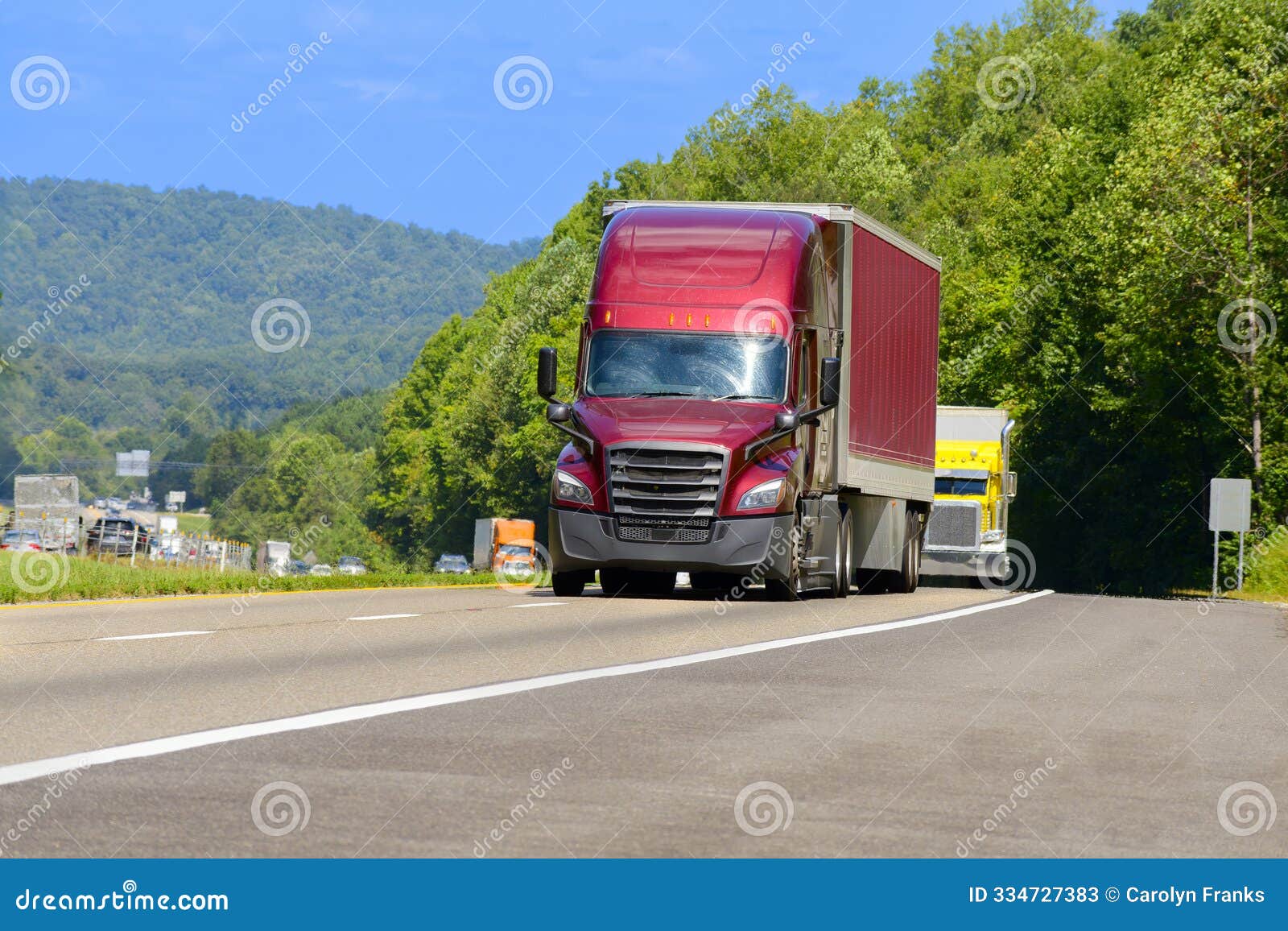 Heavy Interstate Highway Traffic with Copy Space Stock Image - Image of ...