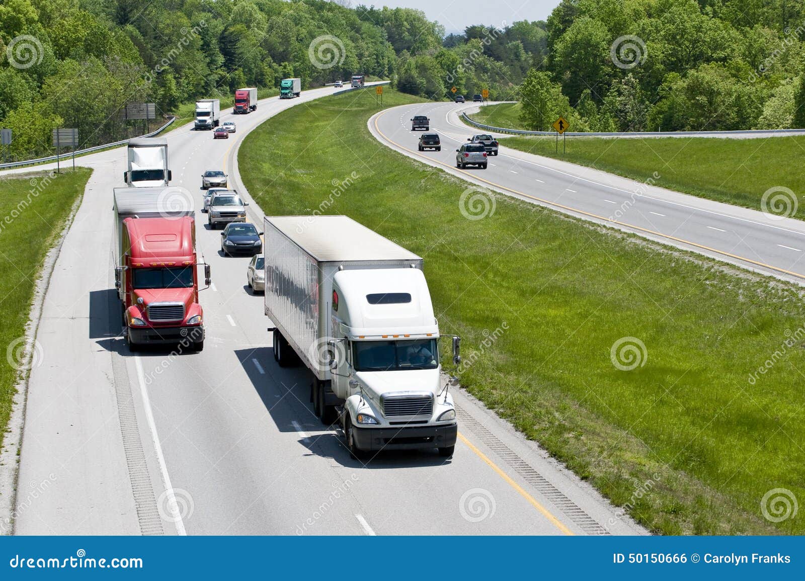 Heavy Interstate Highway Traffic Stock Photo - Image of mode, front ...
