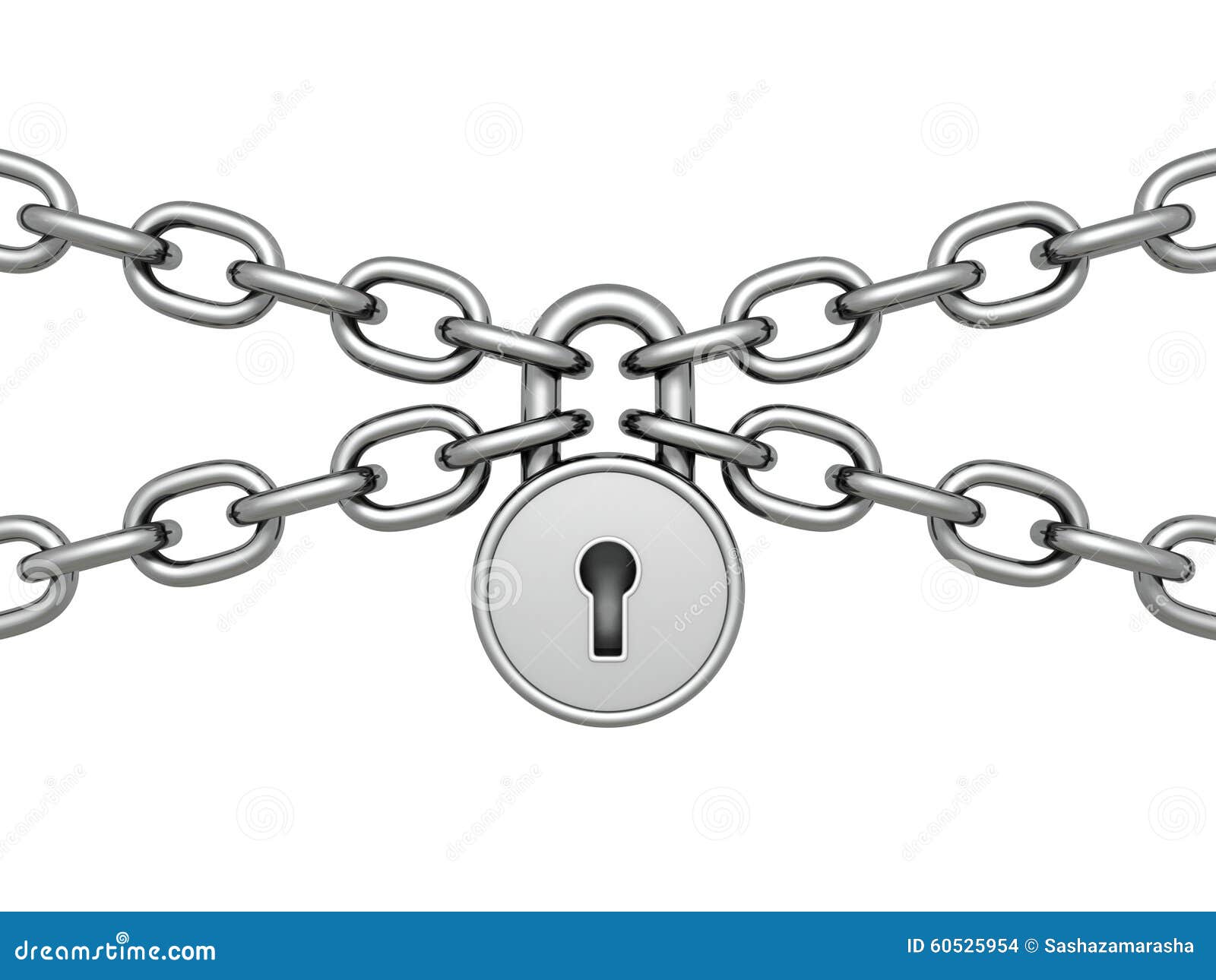 Heavy Iron Padlock with Chain on White Background Stock Illustration ...