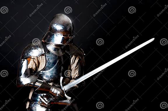Heavy Knight in Combat Position Stock Photo - Image of decoration ...