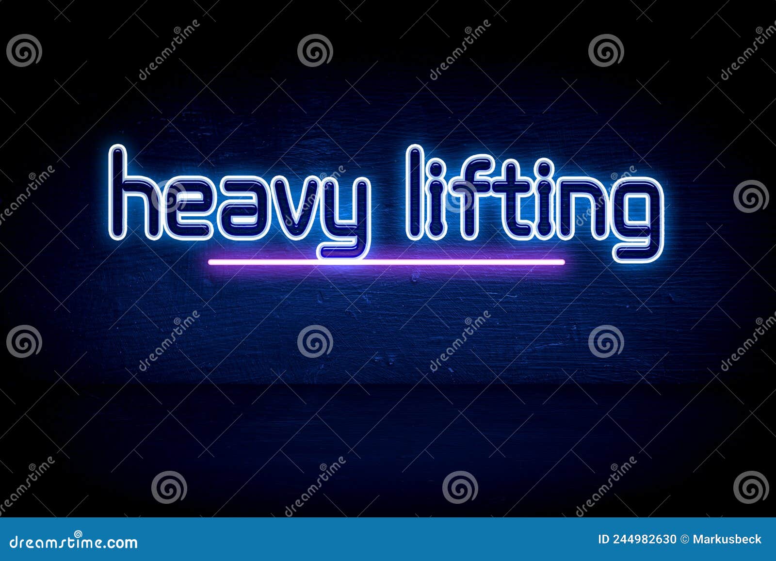Heavy Lifting - Blue Neon Announcement Signboard Stock Photo - Image of ...