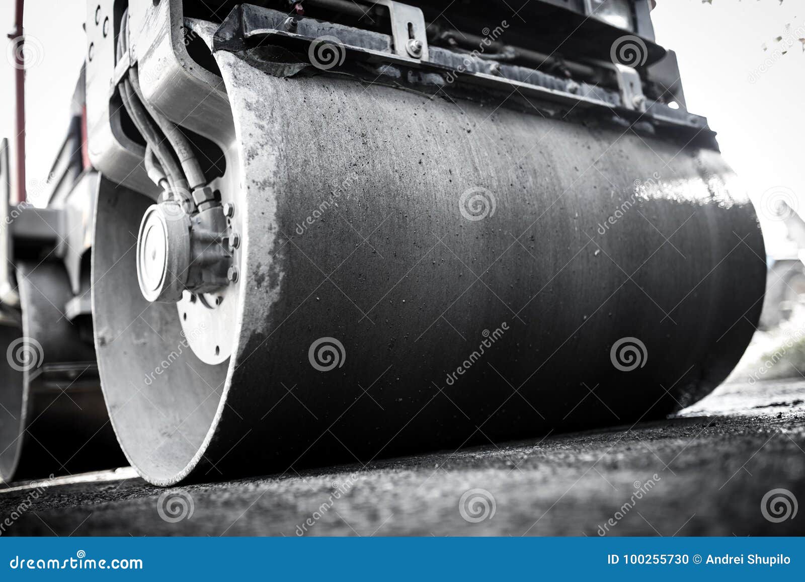 Heavy Machine Rolls a New Asphalt Road Stock Photo - Image of hose ...