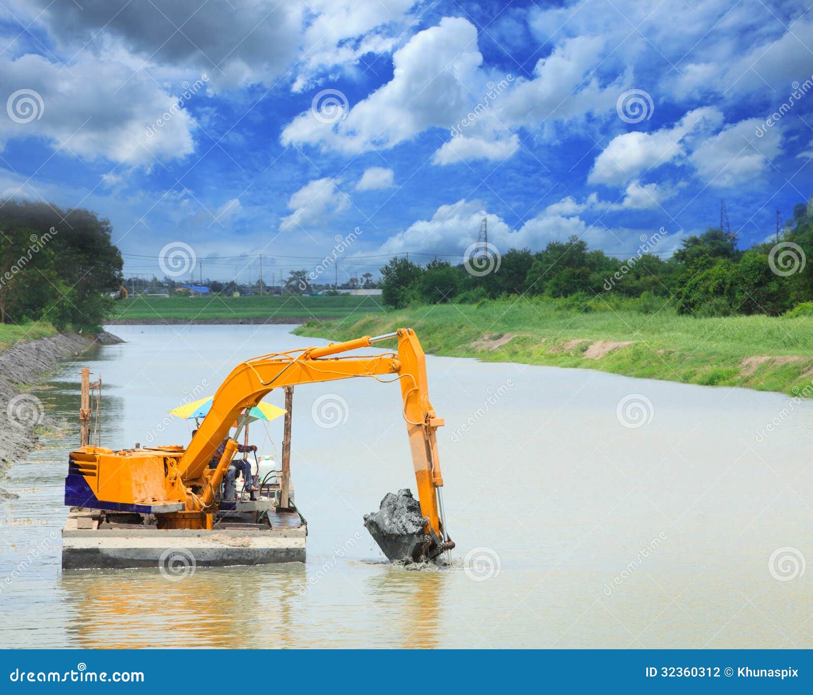 Heavy Machine Working in Canal Stock Photo - Image of engineering ...