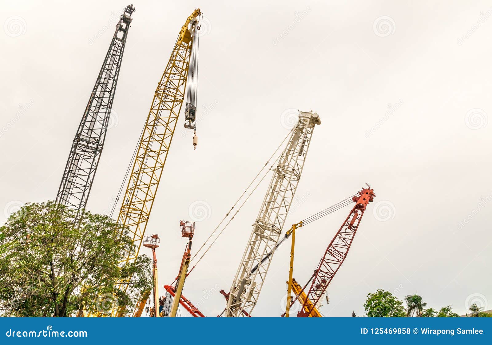 Machinery Crane Hoisting Cement Mortar Mixer Bucket Stock Photo ...