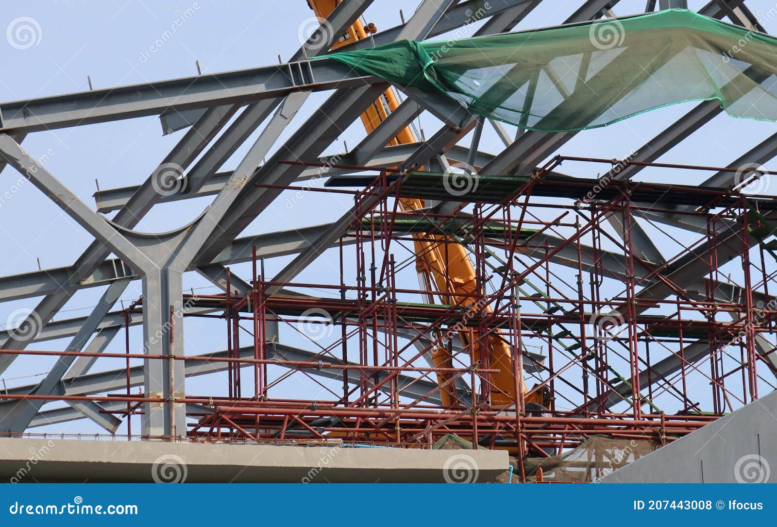 Heavy Machinery on Elevated Reinforced Concrete Structure Stock Photo ...
