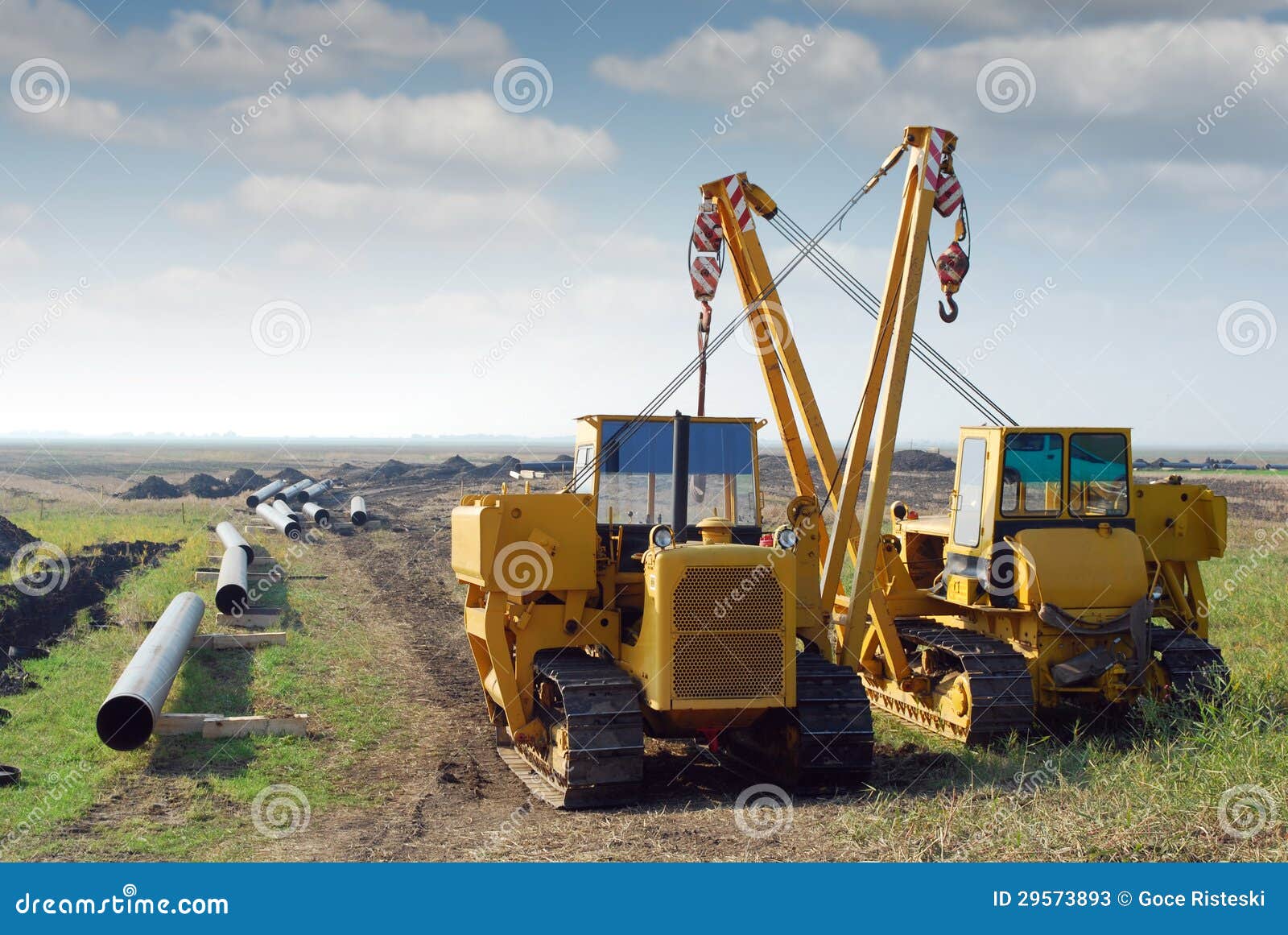 Heavy Machinery and Gas Pipeline Stock Image - Image of site, pipeline ...