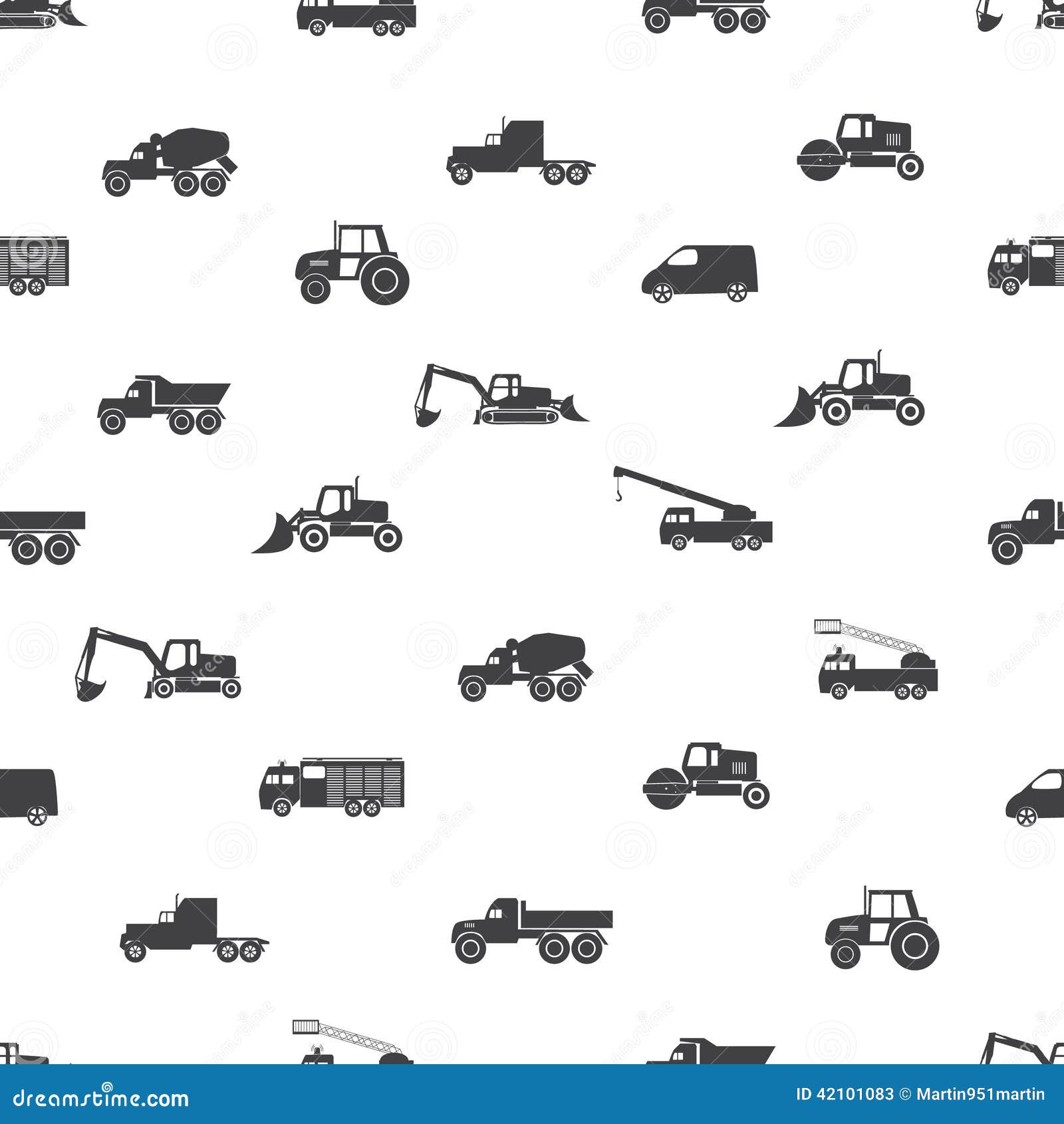 Heavy Machinery Icons Seamless Pattern Stock Vector - Illustration of ...