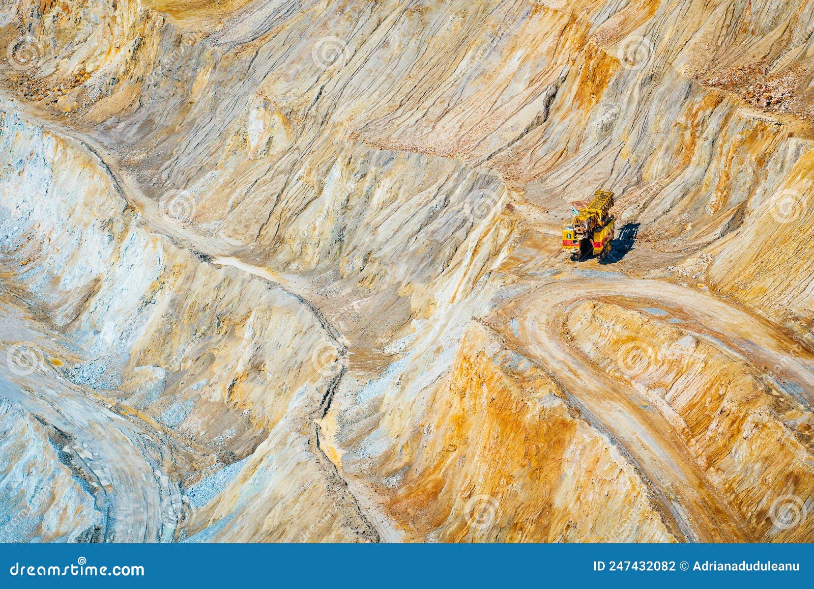 Machinery and Layers of Terrain in Open Pit Mine Stock Photo - Image of ...