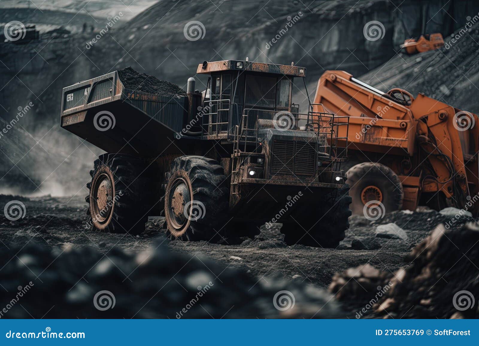 Heavy Machinery in the Mining Quarry, Coal Industry. Generative AI ...