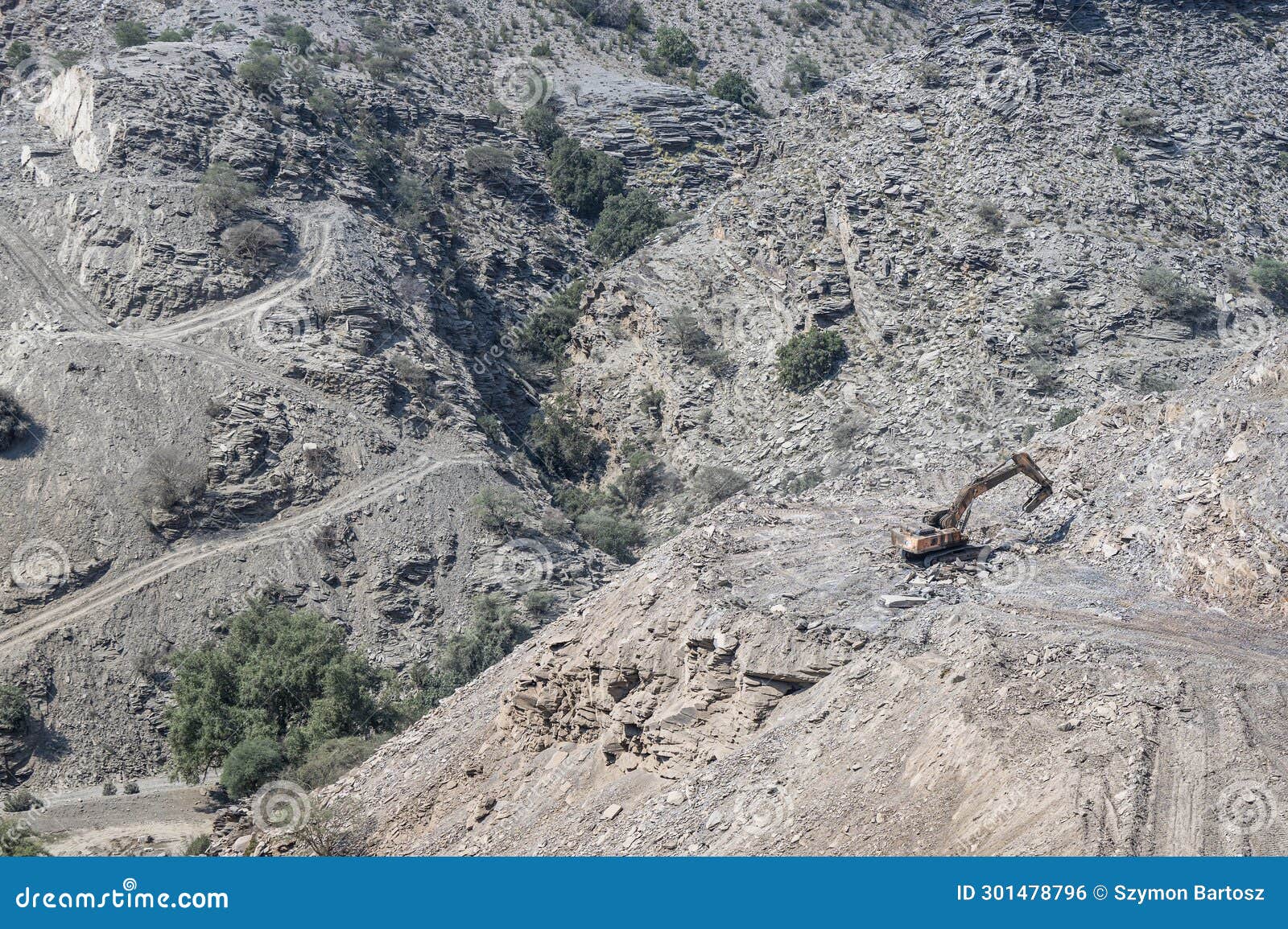 Heavy Machinery in the Process of Mountain Road Construction Works in ...