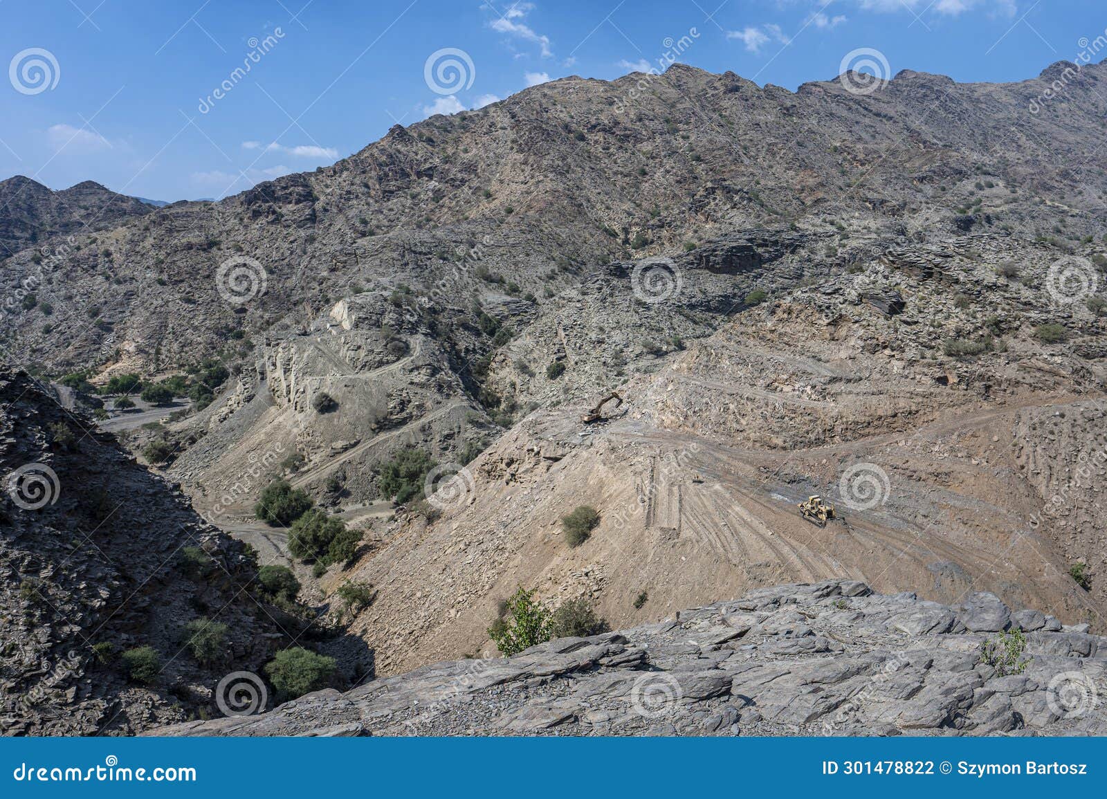 Heavy Machinery in the Process of Mountain Road Construction Works in ...