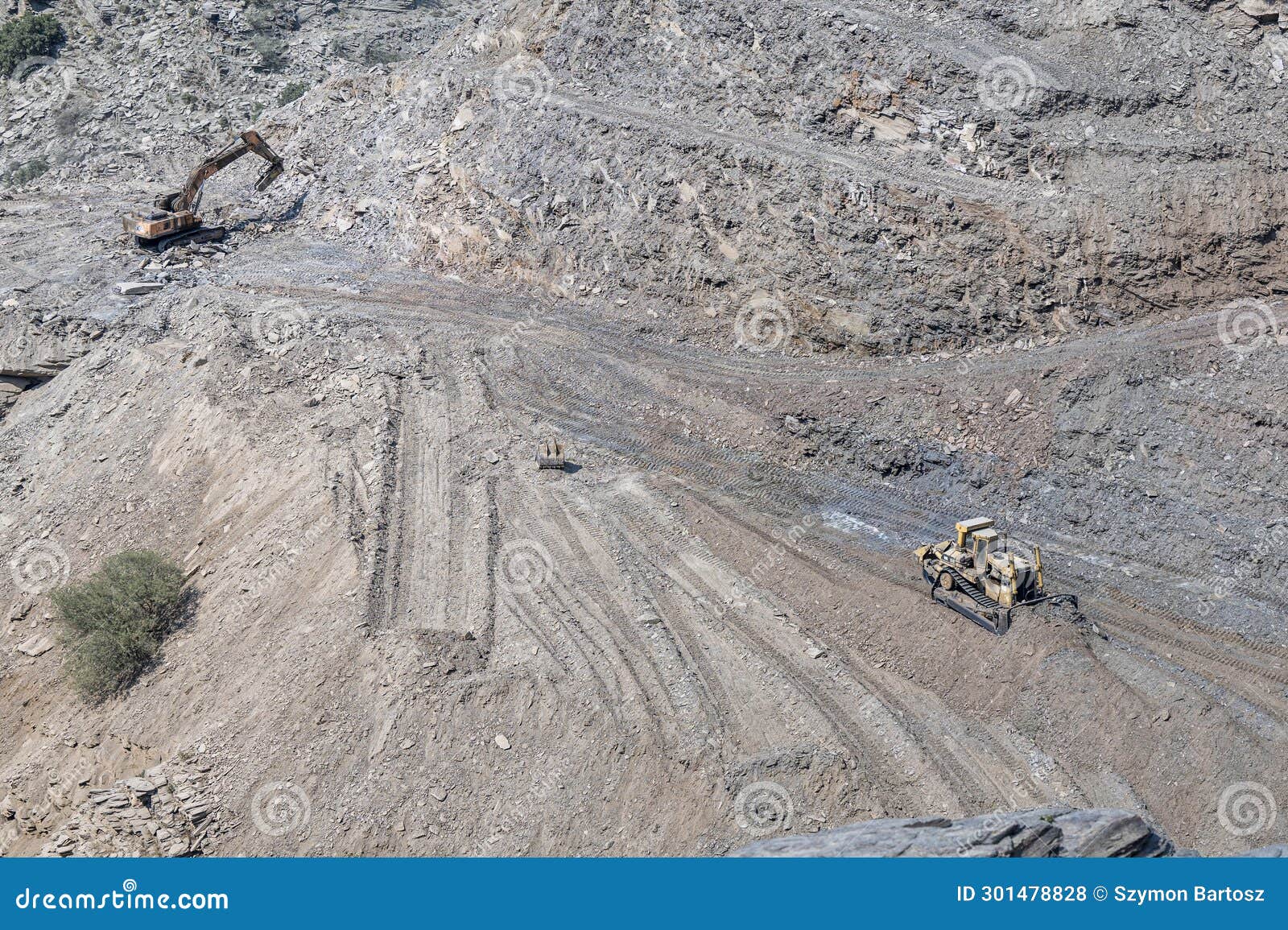 Heavy Machinery in the Process of Mountain Road Construction Works in ...