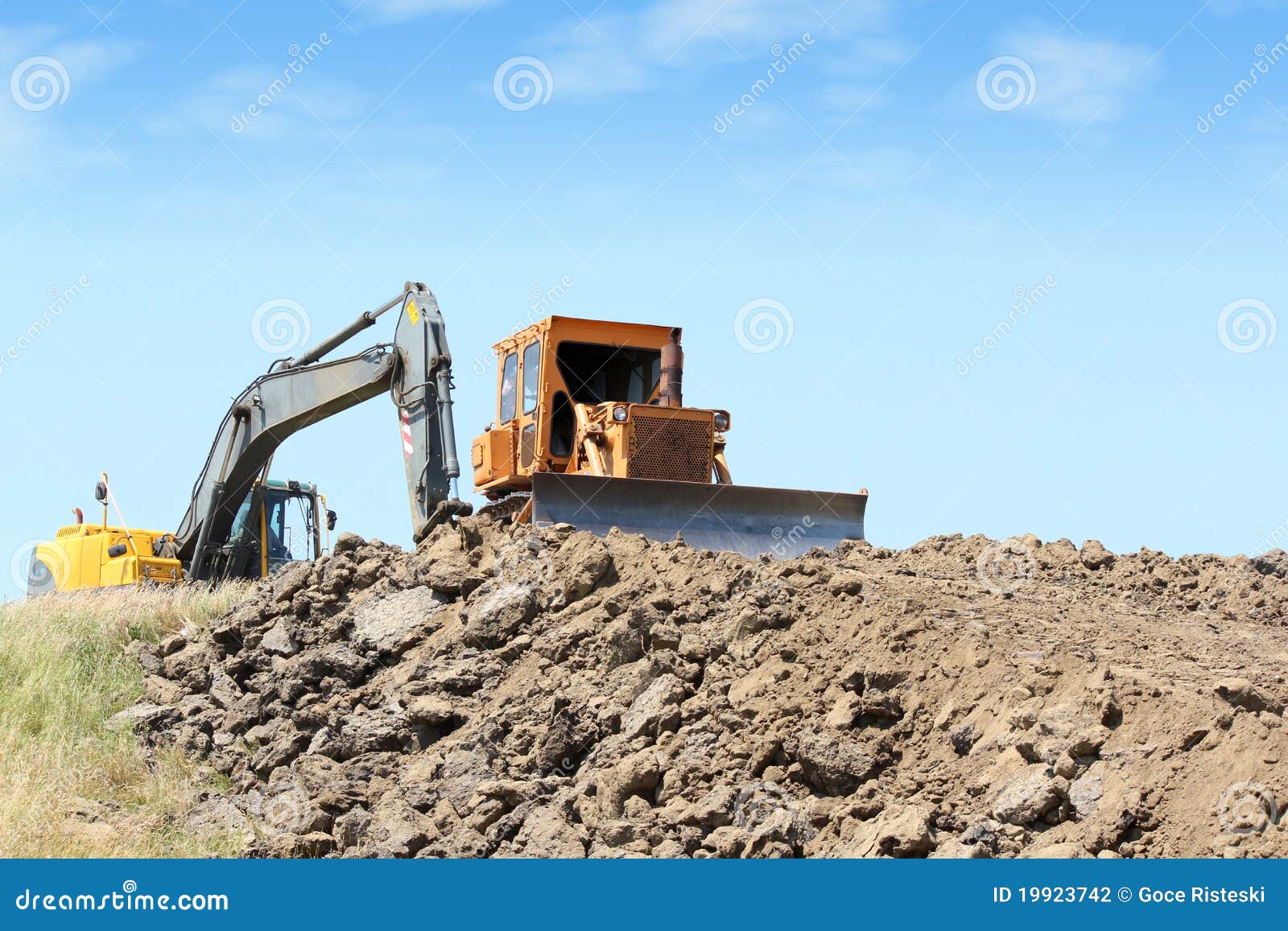 Heavy Machinery on Road Construction Stock Photo - Image of excavator ...