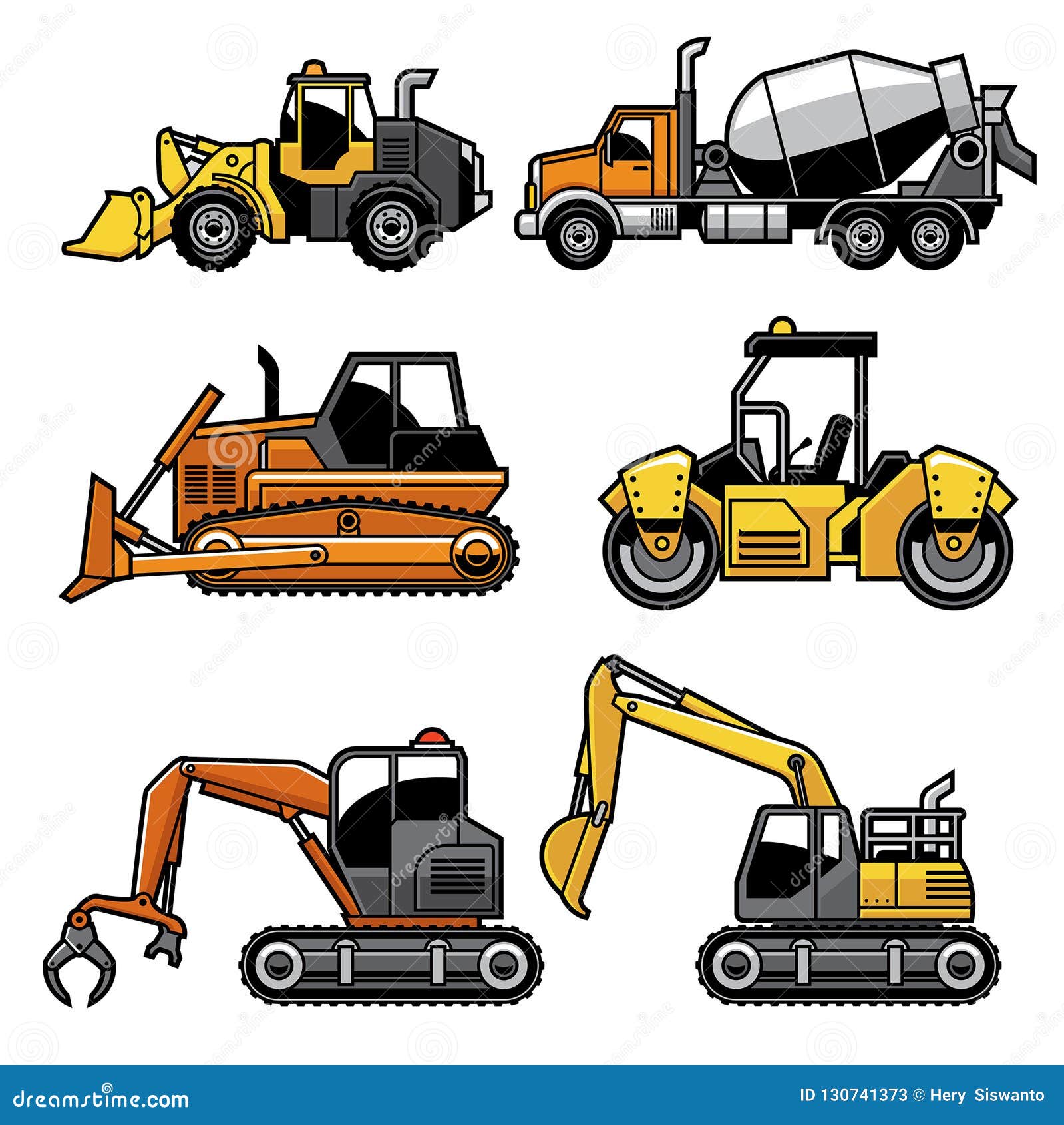 Heavy machinery in set stock vector. Illustration of modern - 130741373