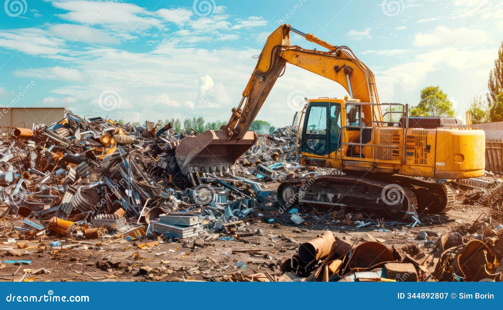 Heavy Machinery Sorting Scrap Materials Stock Illustration ...