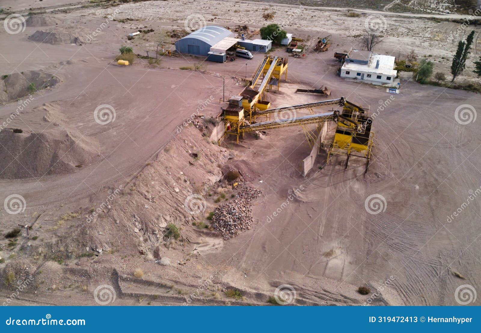 Heavy Machinery in a Stone Quarry. Aerial View, High Angle Editorial ...