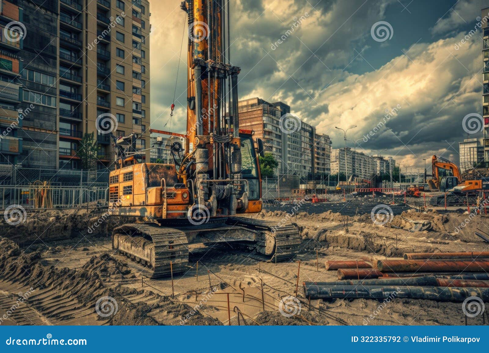 Heavy Machinery and Tools at a Construction Site Stock Photo - Image of ...