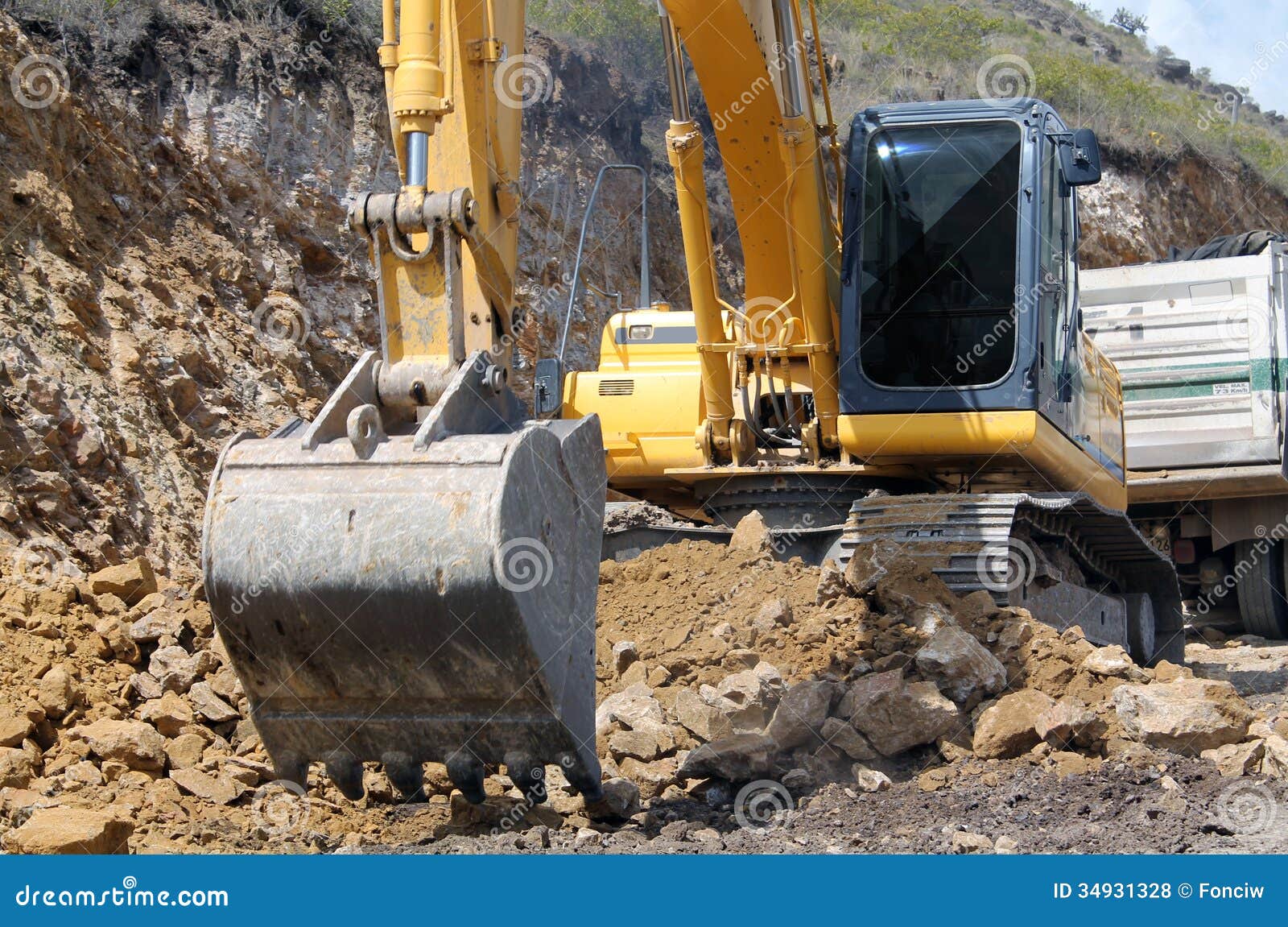 Heavy Machinery Moving Earth And Biomass In Compost Works Royalty-Free ...