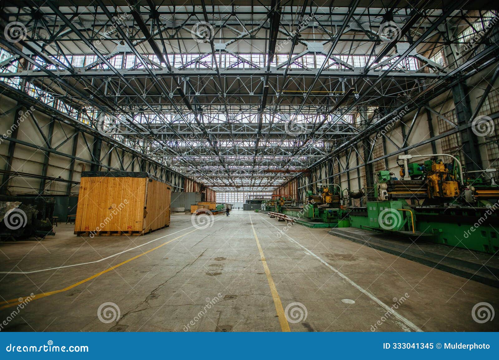Heavy Mechanical Engineering Factory Production Line. Interior of Large ...