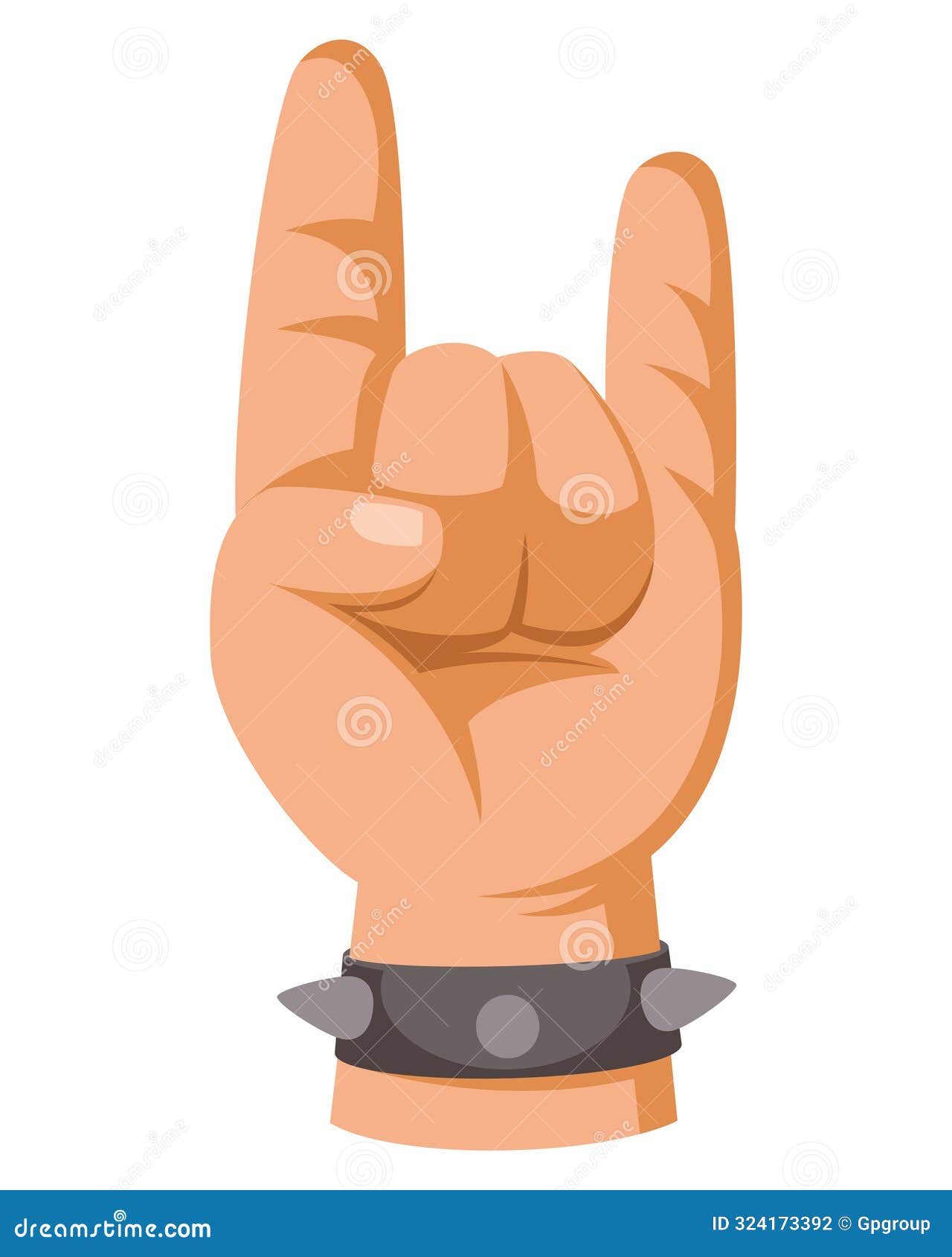 Heavy metal hand up stock illustration. Illustration of hard - 324173392
