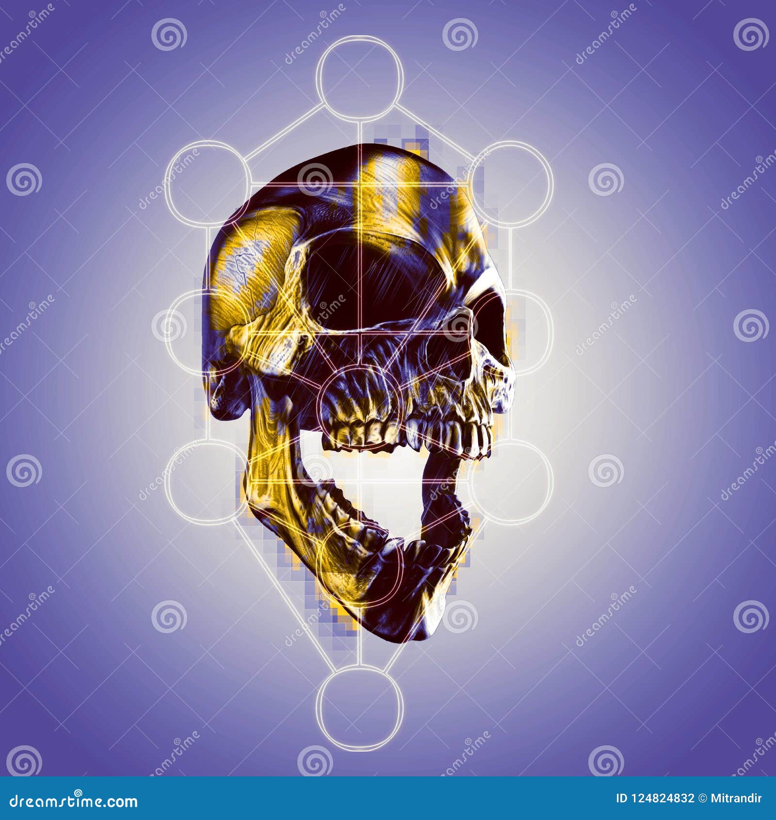 Screaming Red Skull Disintegrating Into Pixels Royalty-Free Stock Photo ...