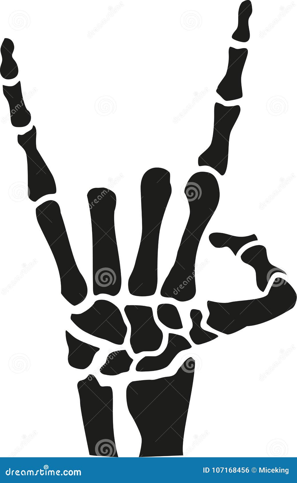Heavy Metal Skeleton Hand with Bones Stock Vector - Illustration of ...