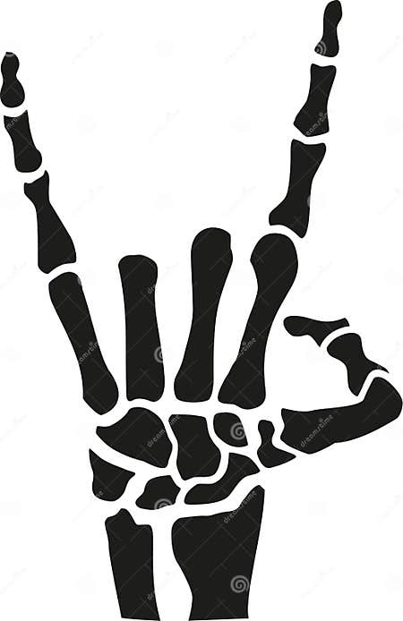 Heavy Metal Skeleton Hand with Bones Stock Vector - Illustration of ...