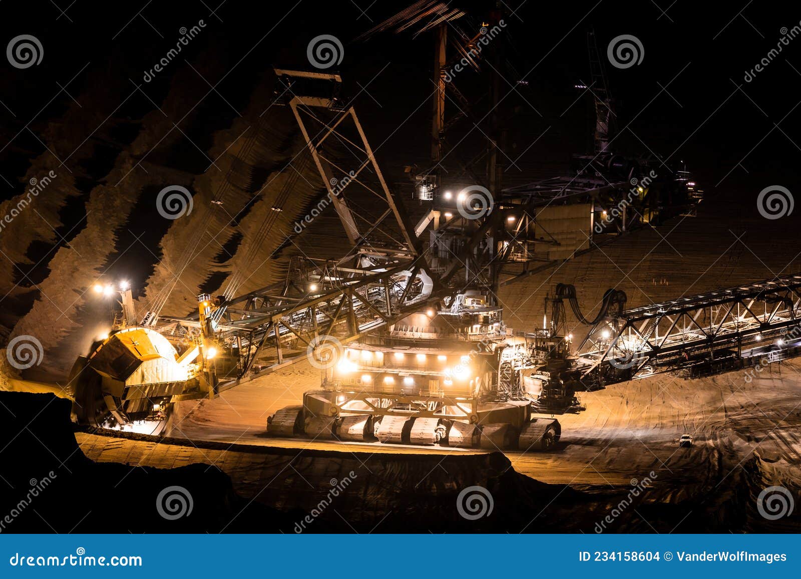 Heavy Mining Equipment at Work in an Open-pit Mine at Dusk Stock Photo ...
