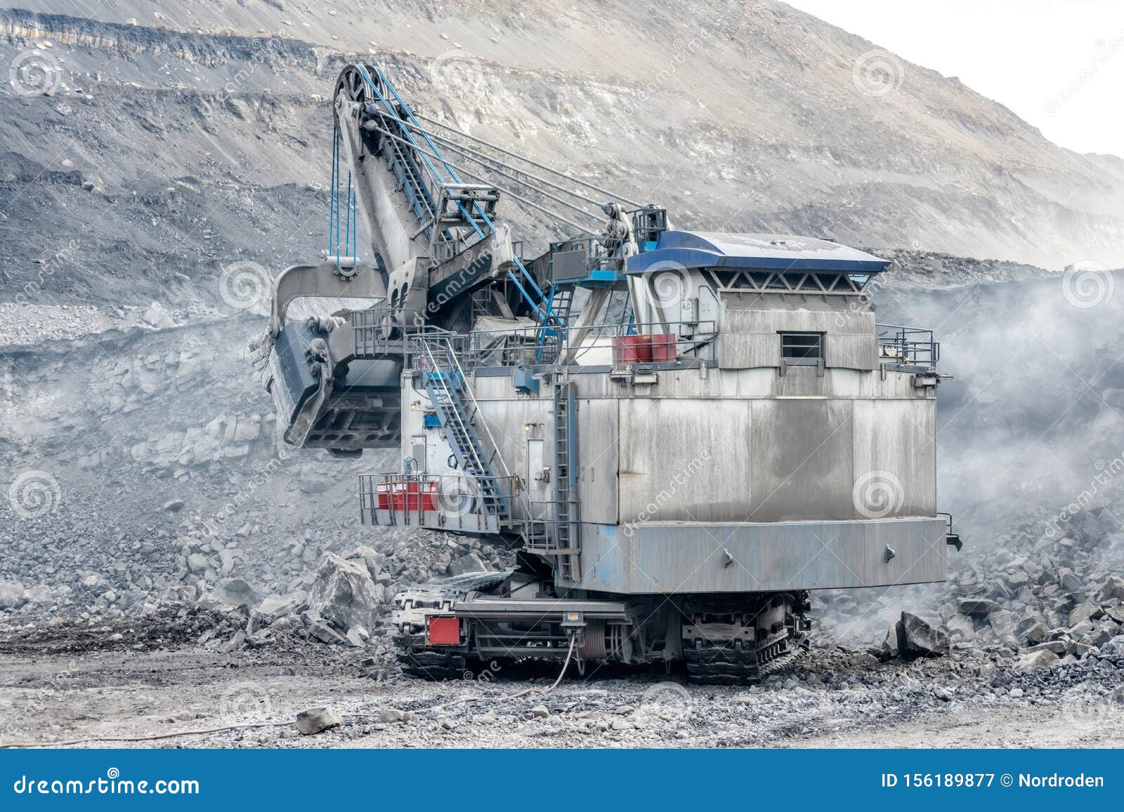 Heavy Mining Excavator, Rock Mining. Stock Image - Image of loading ...