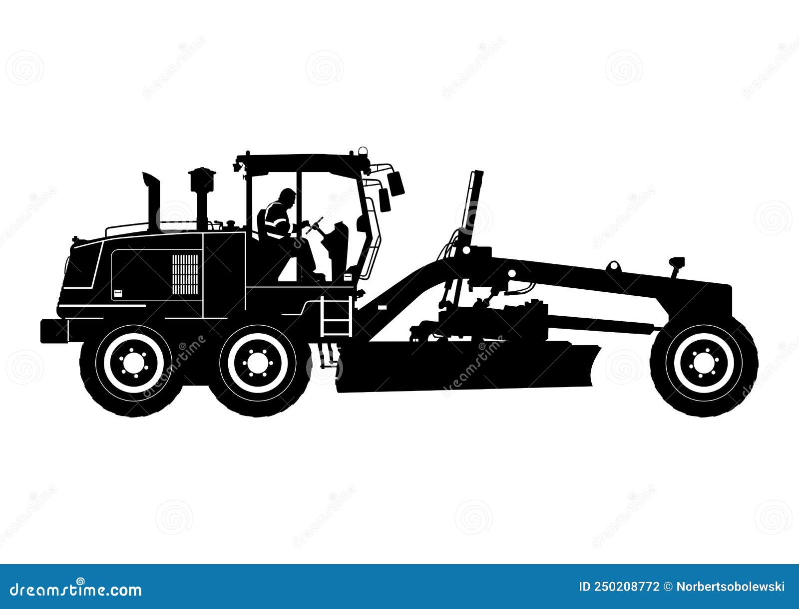 Motor Grader Side View Vector Illustration | CartoonDealer.com #216519011