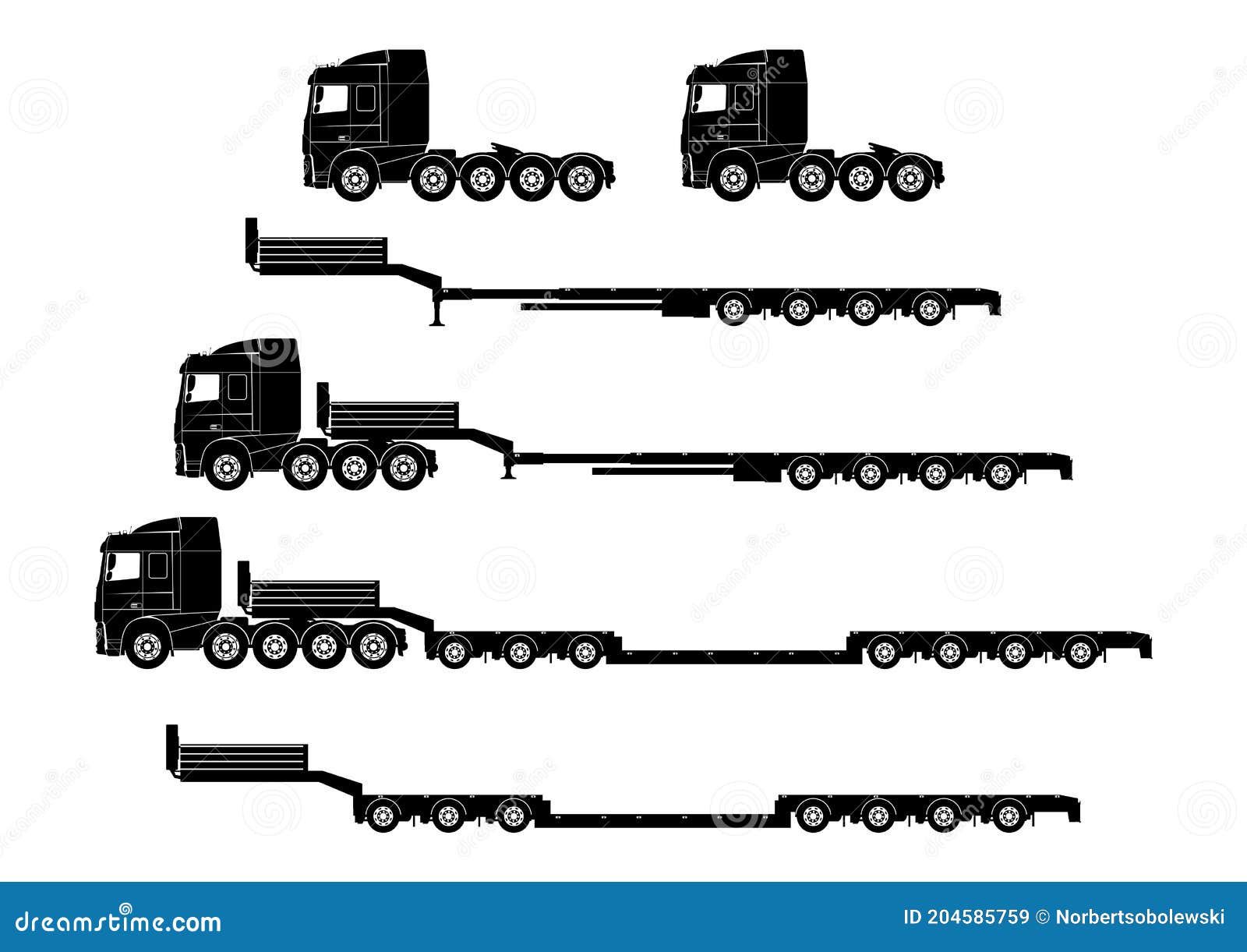 Heavy and Oversized Transportation Silhouettes Stock Vector ...