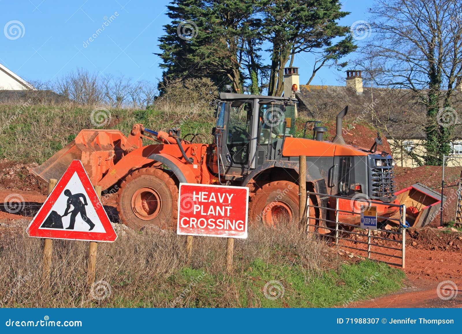Heavy Plant Crossing stock image. Image of site, grader - 71988307