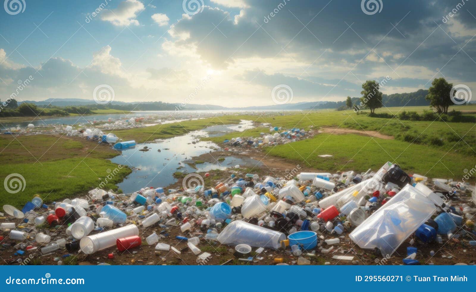 Heavy Plastic Pollution In Wild Beautiful Landscape Royalty-Free Stock ...