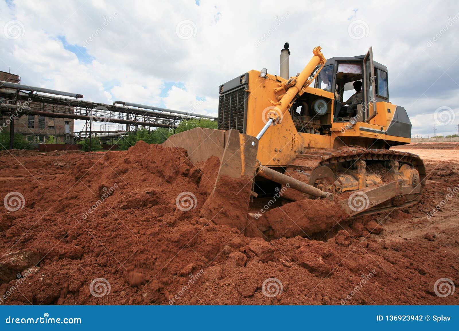 Heavy Power Bulldozer Work on a Building Site Stock Photo - Image of ...