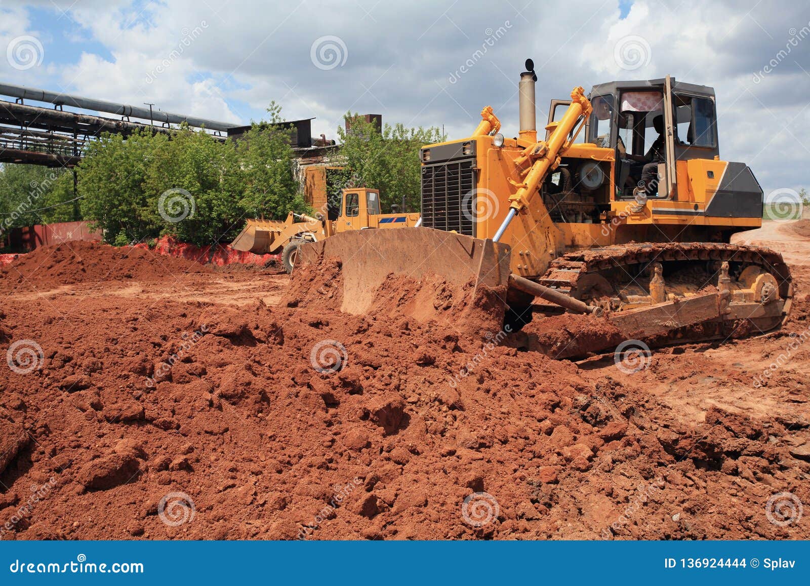 Heavy Power Bulldozer Work on a Building Site Stock Photo - Image of ...