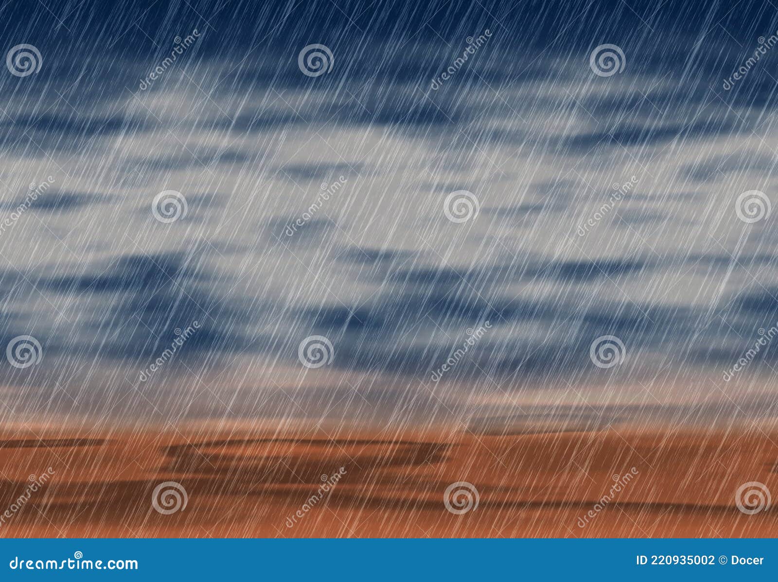 Heavy Rain on the Background of Storm Clouds Stock Illustration ...
