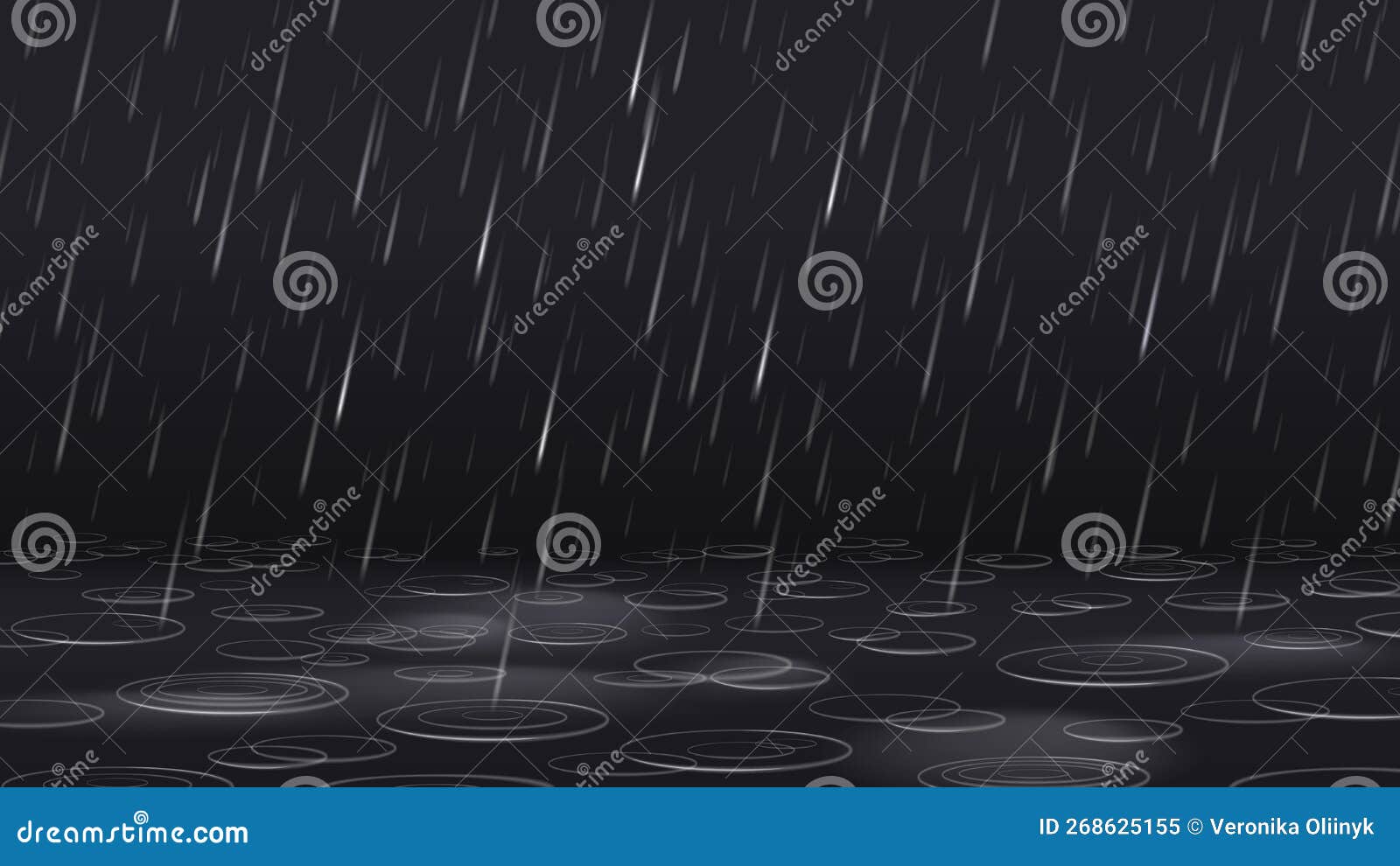 Heavy Rain. Capillary Surface Waves Circles On Water Surface From ...