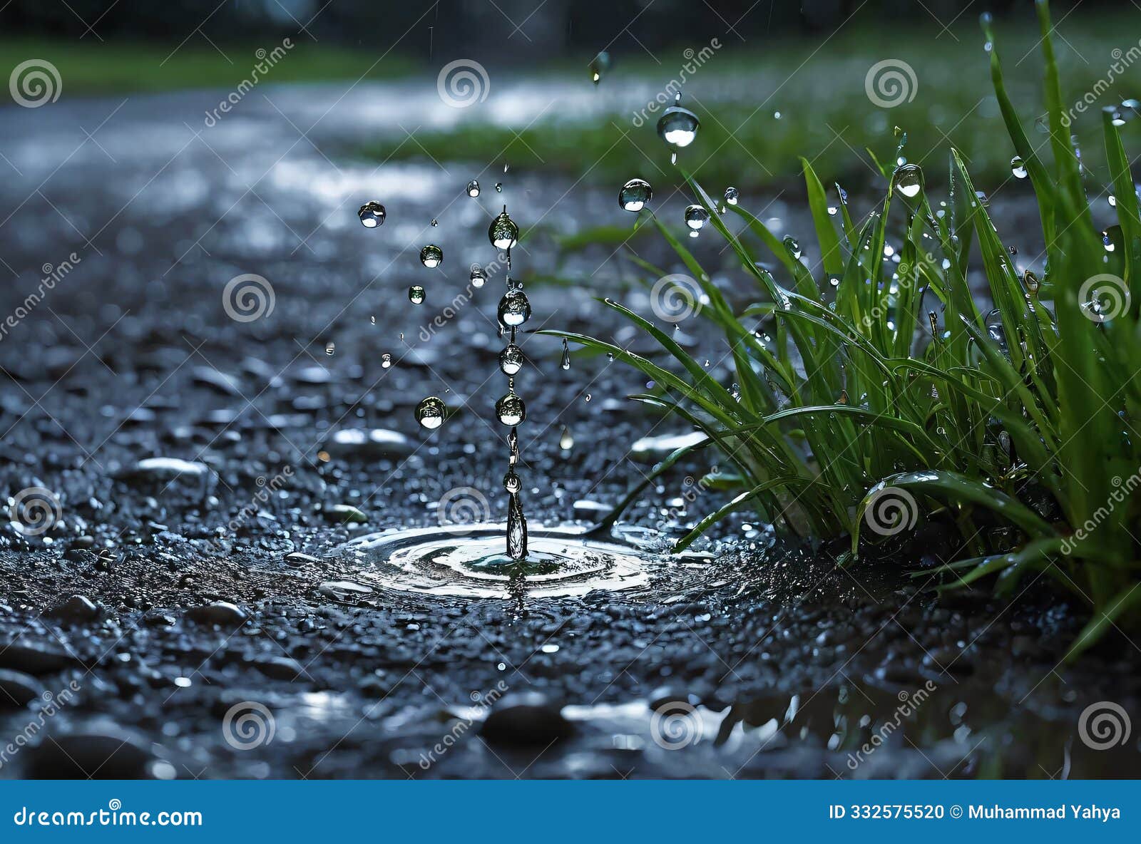 When Heavy Rain Drops Hit the Ground Stock Illustration - Illustration ...