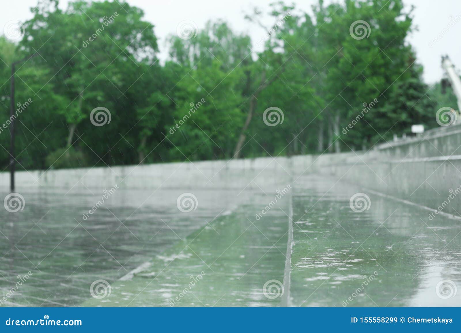 Heavy Rain Falling Down on City Street, Stock Image - Image of ...