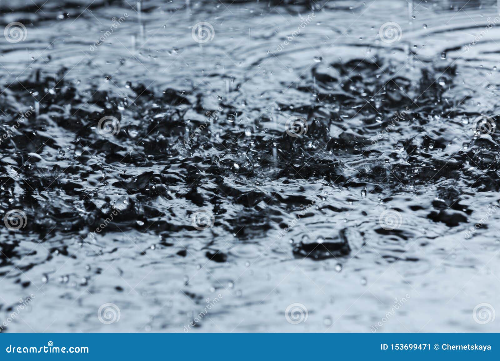 Heavy Rain Falling Down into Puddle Stock Image - Image of falling ...
