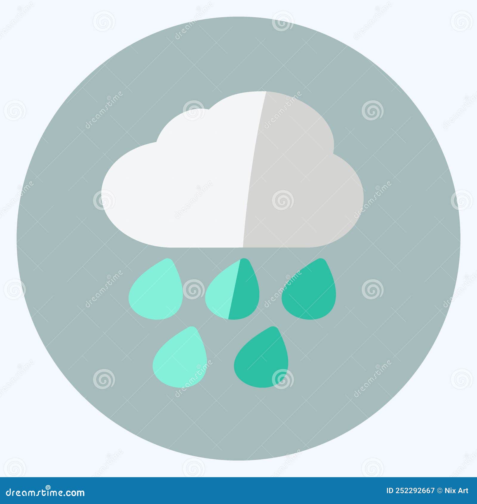 Heavy Rain Icon in Trendy Flat Style Isolated on Soft Blue Background ...