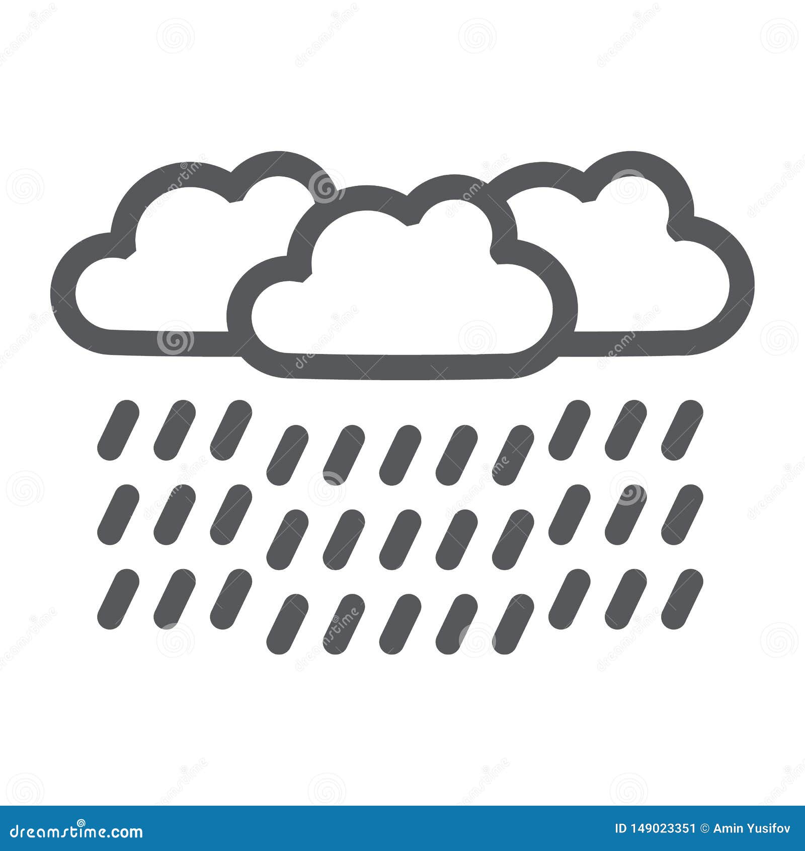 Heavy Rain Line Icon, Weather and Meteorology, Raincloud Sign, Vector ...