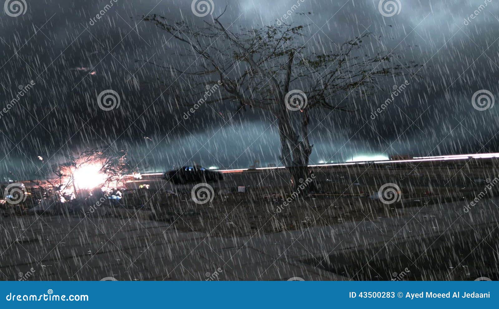 Heavy Rain Over Tree Standing Stock Video - Video of jiddah, animal ...