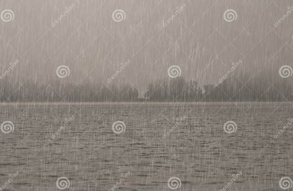 Heavy rain over the water stock photo. Image of ocean - 33222108