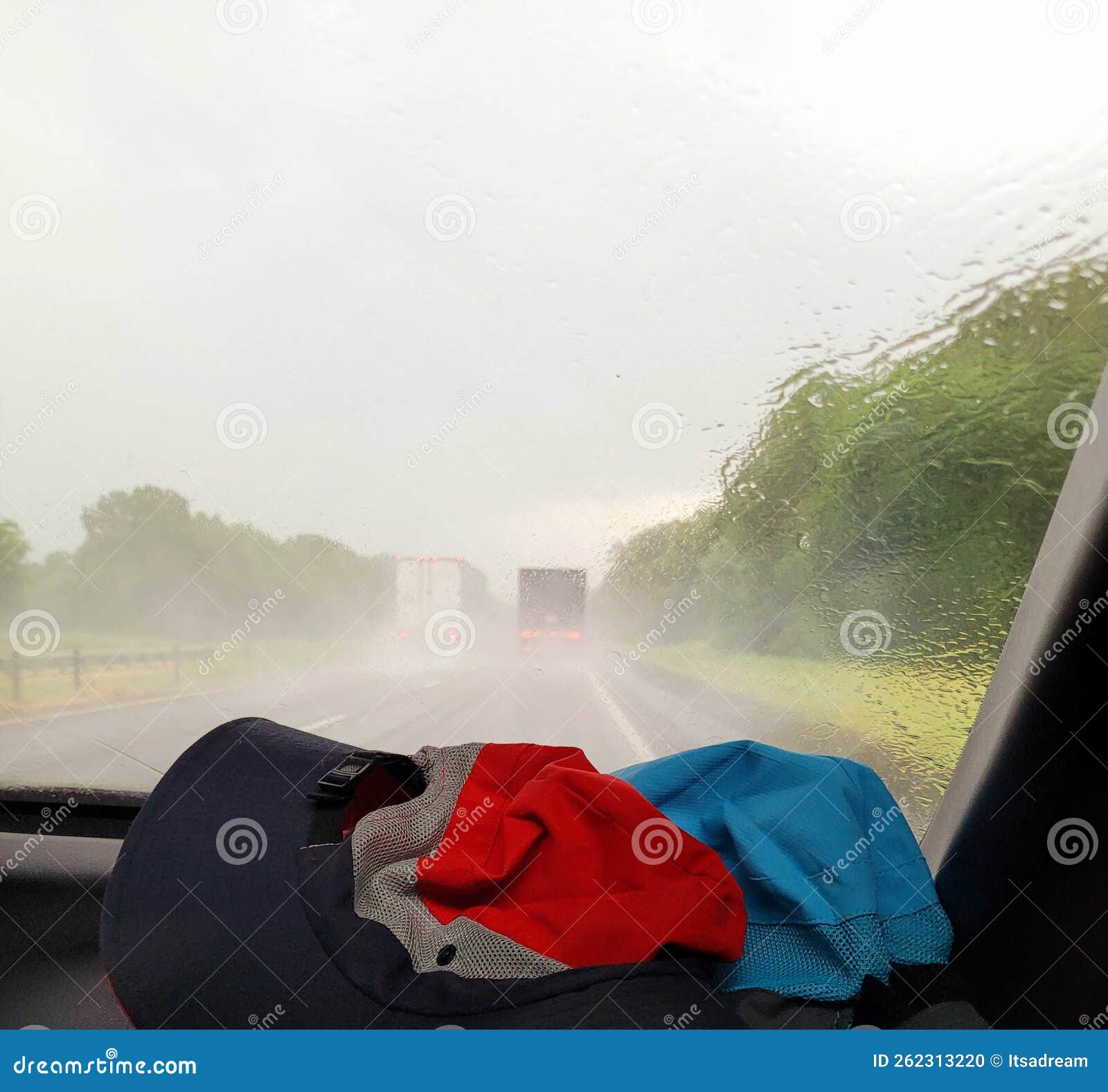Heavy Rain during Road Trip Stock Photo - Image of wall, mist: 262313220